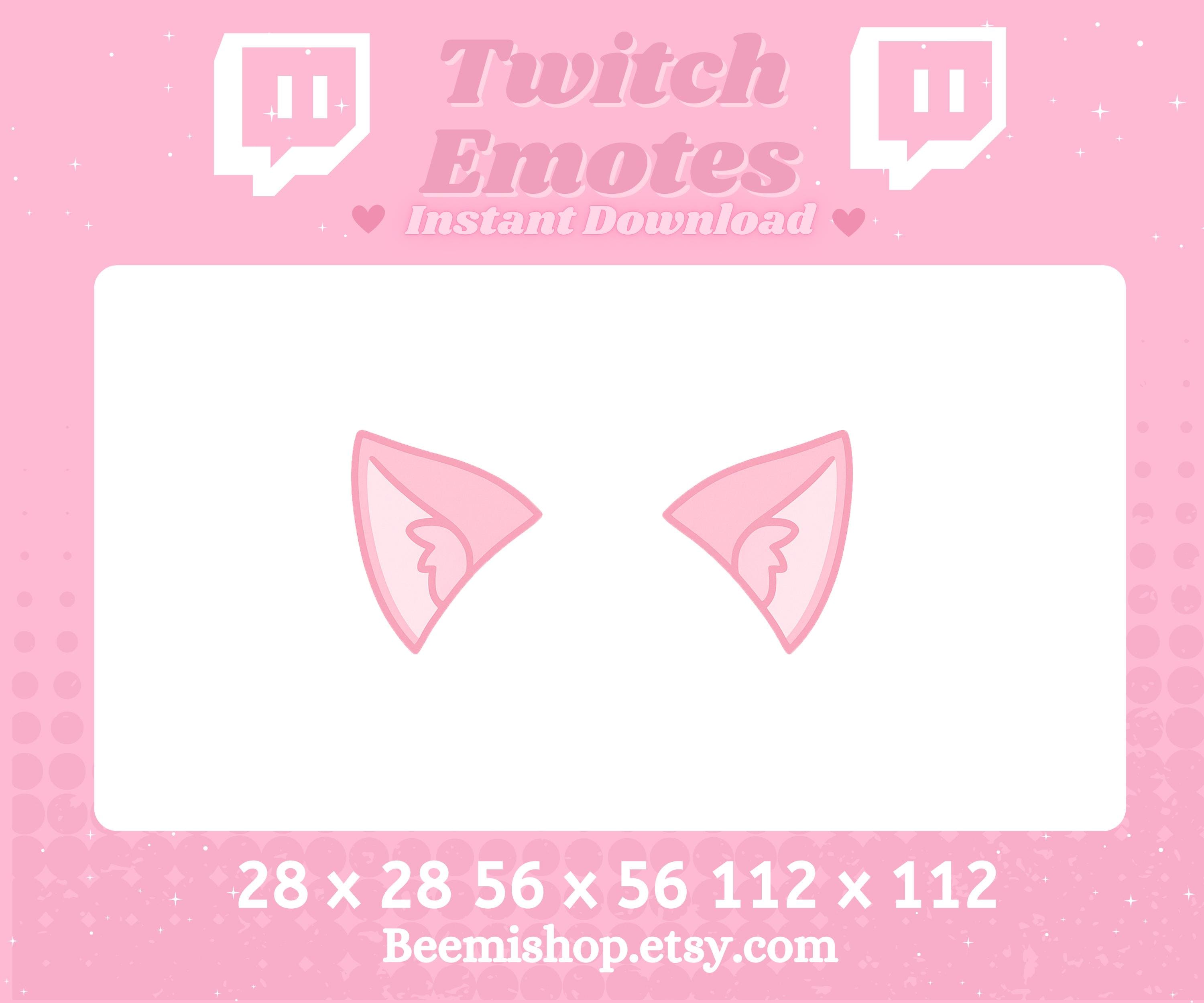 Pink Cat Ears Twitch Discord Emote – Adorable Anime Style Kemonomimi ...