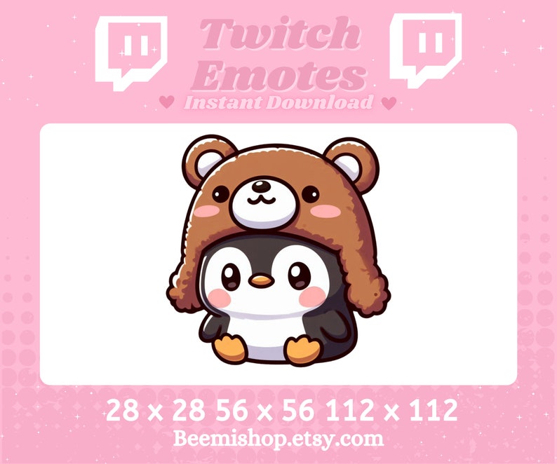 Penguin Wearing Brown Teddy Bear Hat Sit Happy Meme Funny Adorable ...