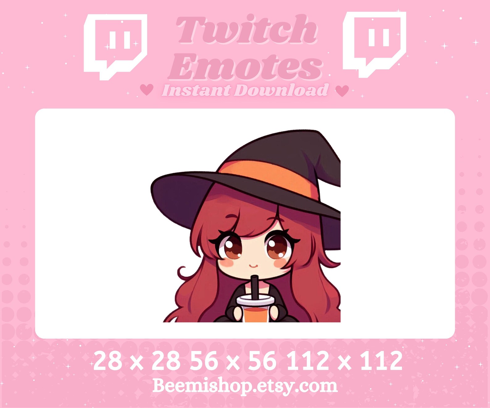 Chibi Girl Witch Drinking Boba Halloween Spooky Tea Kawaii Adorable ...