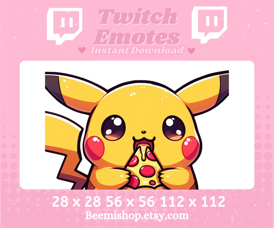 Twitch Discord Emote Cute Pikachu Pokemon Eating Pizza Emotes Happy ...