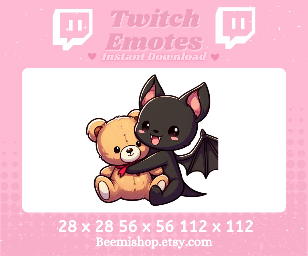 Black Bat Hugging Teddybear Comfy Cozy Cuddle Kawaii Adorable Twitch ...