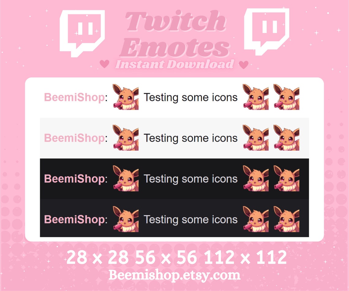 Twitch Discord Emote Eevee Gun Pokemon Emotes Pink Cute Adorable ...