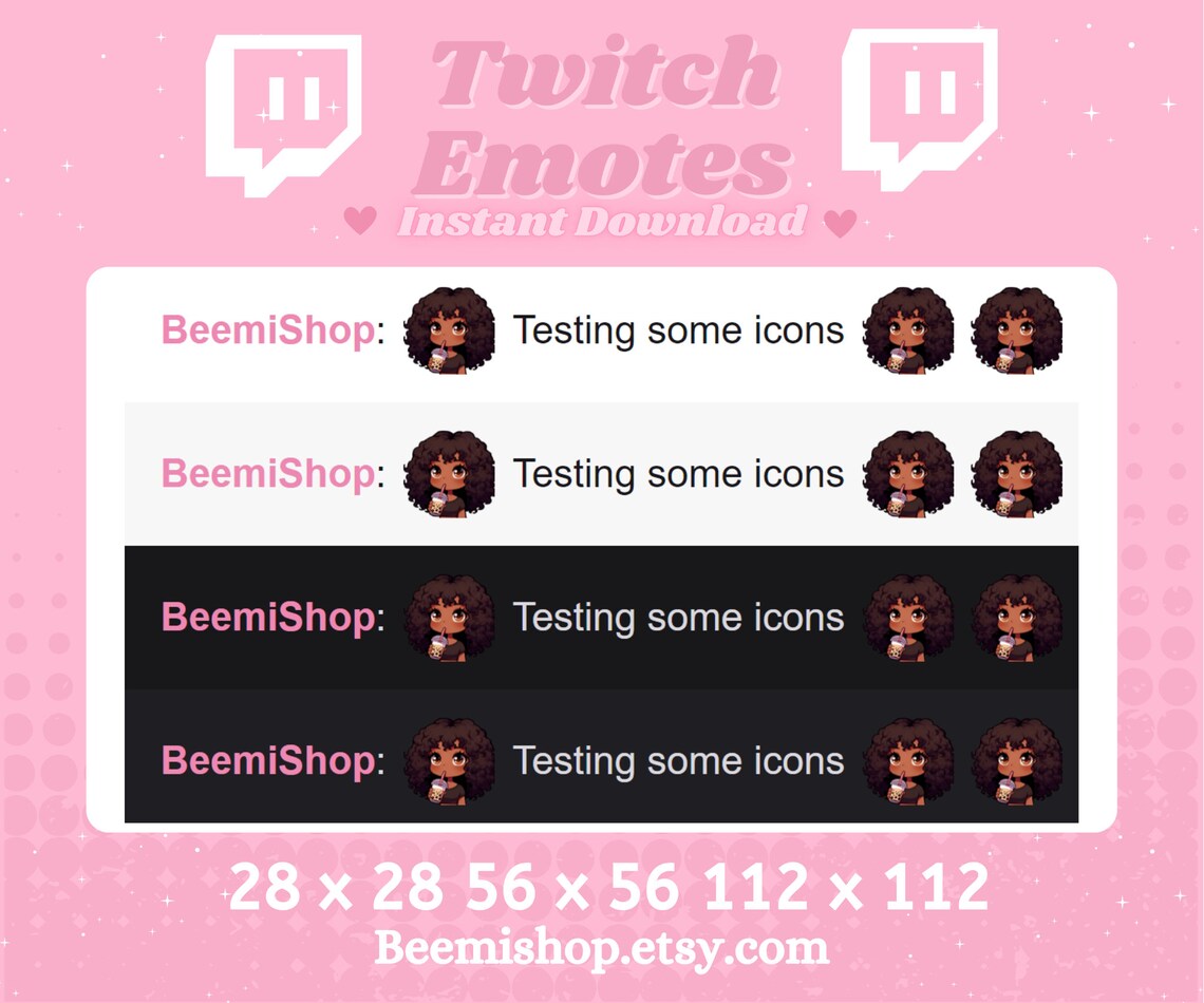 Chibi Black Girl Drinking Boba Tea Emote Emotes Twitch Discord Youtube ...