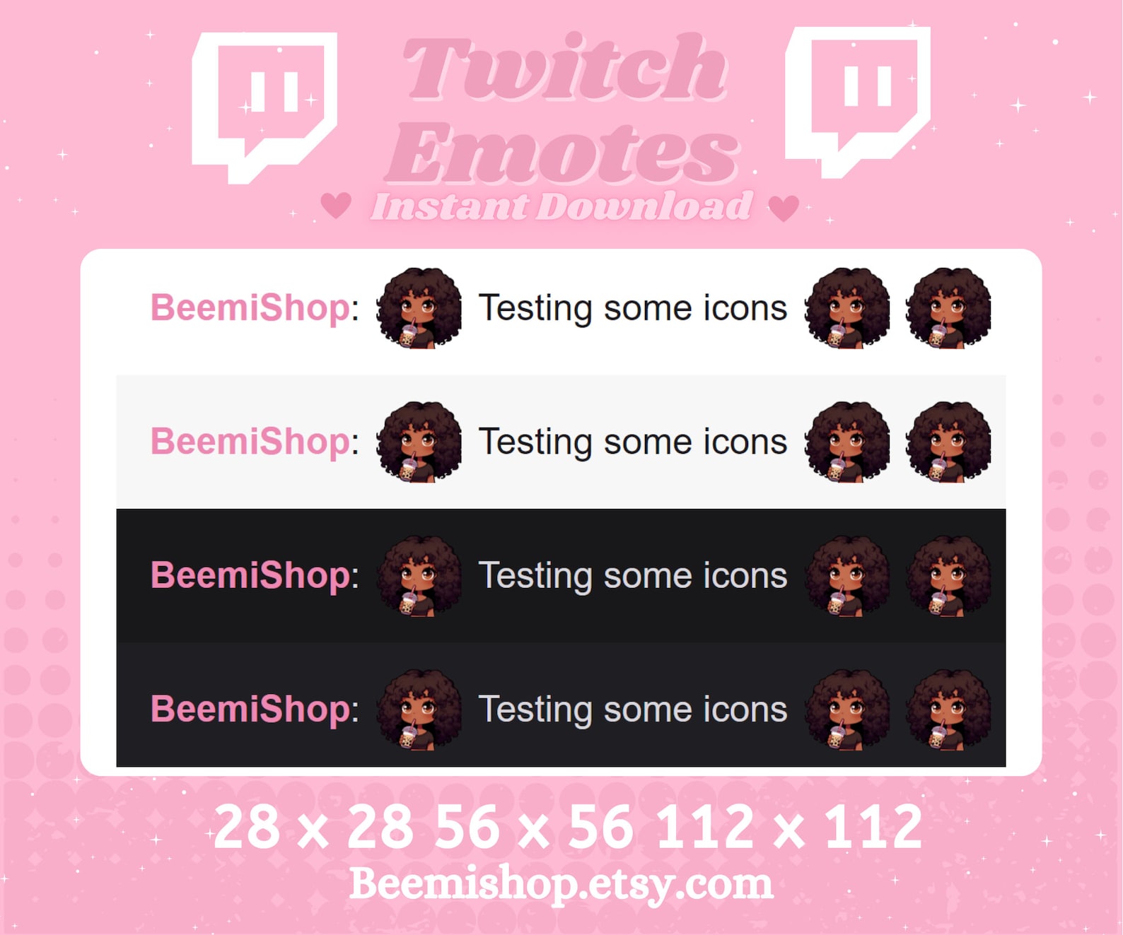 Chibi Black Girl Drinking Boba Tea Emote Emotes Twitch Discord Youtube ...