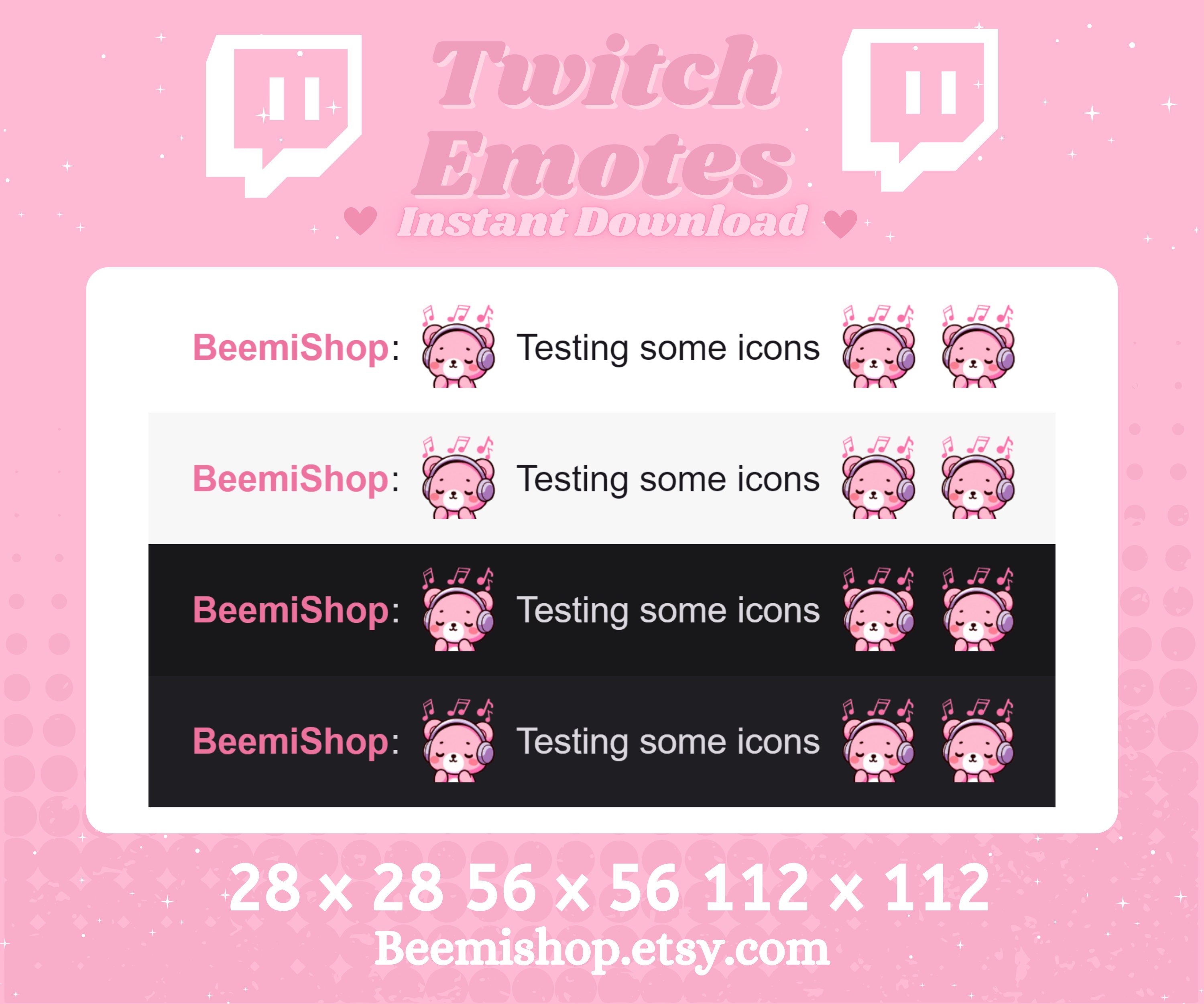 Pink Teddybear Music Jam Vibe Dance Kawaii Adorable Twitch Discord ...