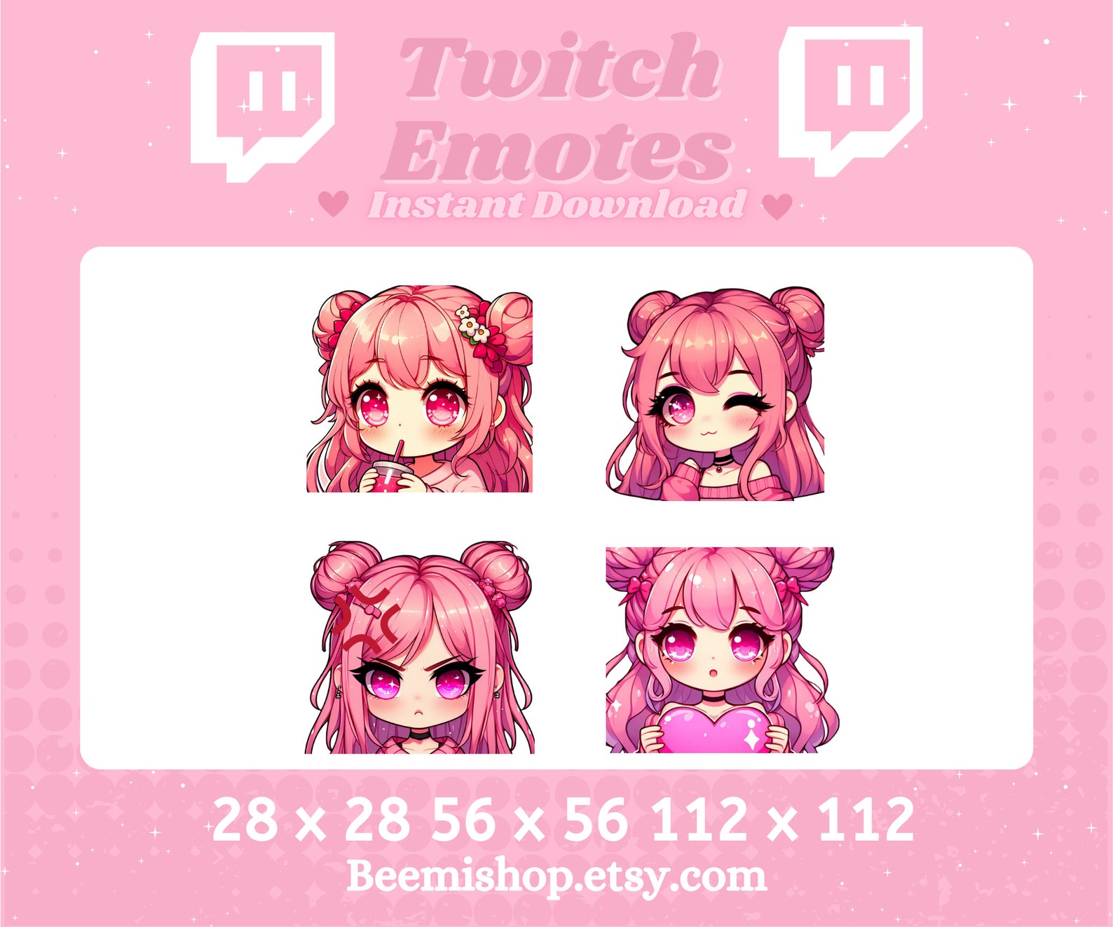 Twitch Emote|discord Emote|4|pink|girls|pack|funny|drinking|flirty ...
