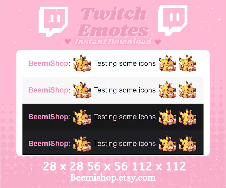 Twitch Discord Emote Pokemon Cute Pikachu Eevee Emotes Hug Hugging ...