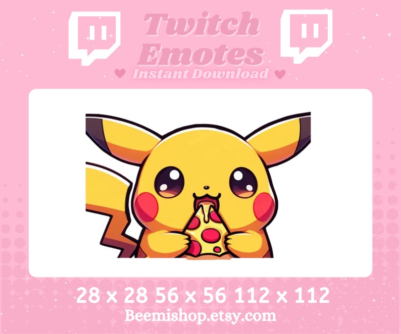 Twitch Discord Emote Cute Pikachu Pokemon Eating Pizza Emotes Happy ...