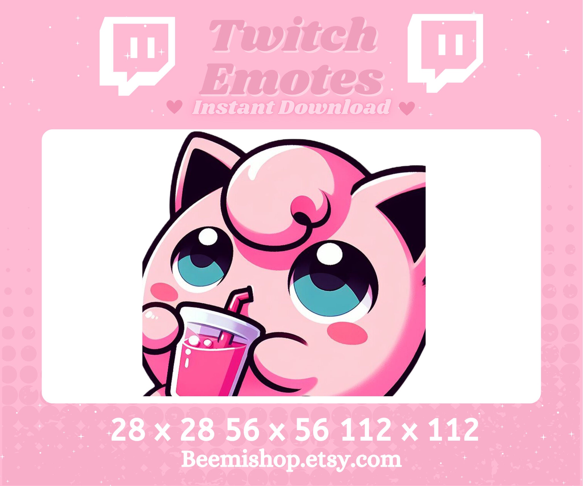 Twitch Discord Emote Jigglypuff Slurping Cute Twitch Game Discord ...