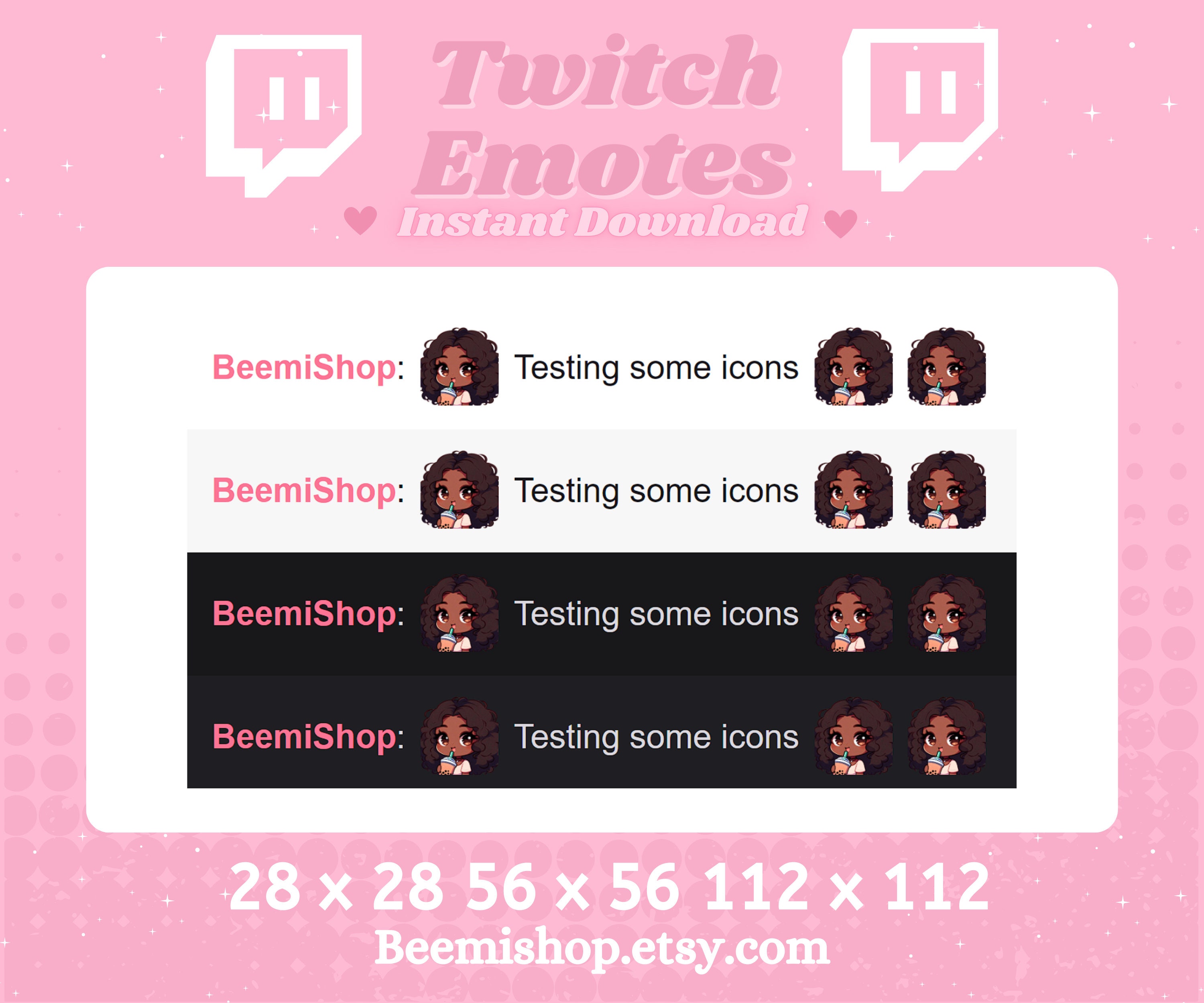 Chibi Black Girl Drinking Boba Tea Stream Streaming Curly Hair Brown ...