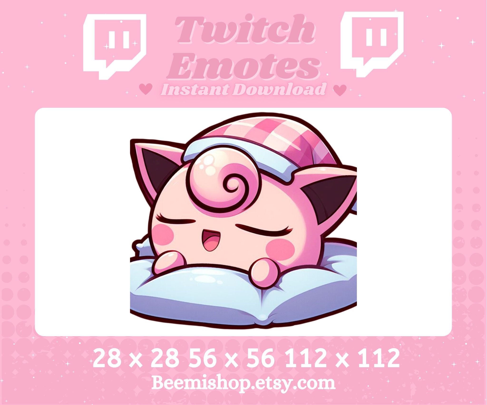 Twitch Discord Emote Pokemon Jigglypuff Sleeping Sleepy Cute Emotes ...