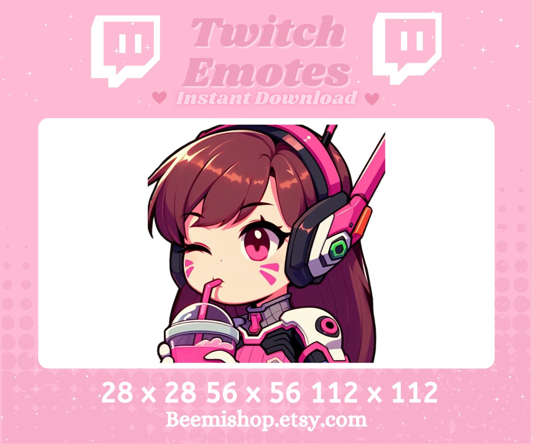 Twitch Discord Emote Cute Overwatch Dva Emotes Drinking Pink Juice ...