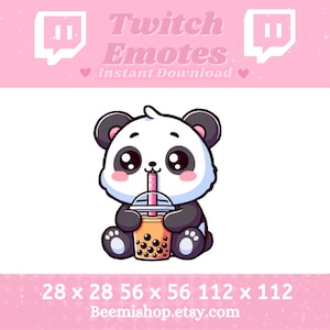 Twitch Discord Emote Cute Chibi Panda Emotes Eating Drinking Boba Tea ...