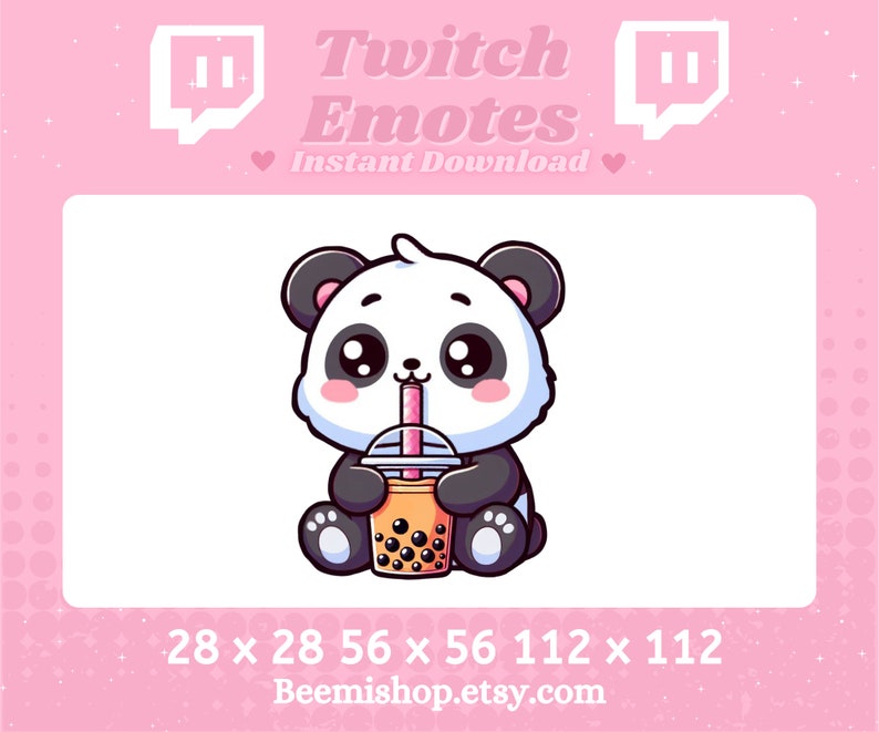 Twitch Discord Emote Cute Chibi Panda Emotes Eating Drinking Boba Tea ...