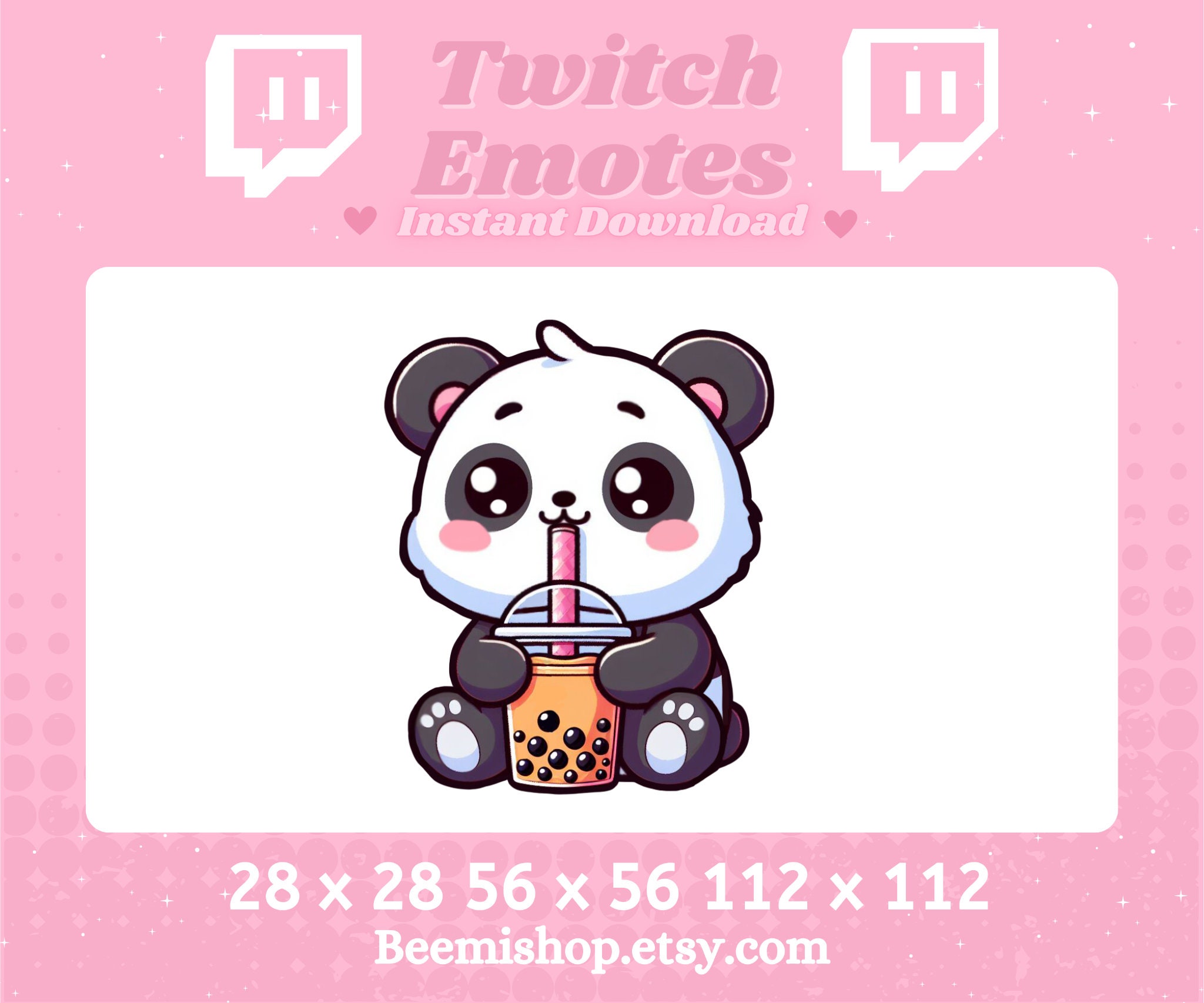 Twitch Discord Emote Cute Chibi Panda Emotes Eating Drinking Boba Tea ...