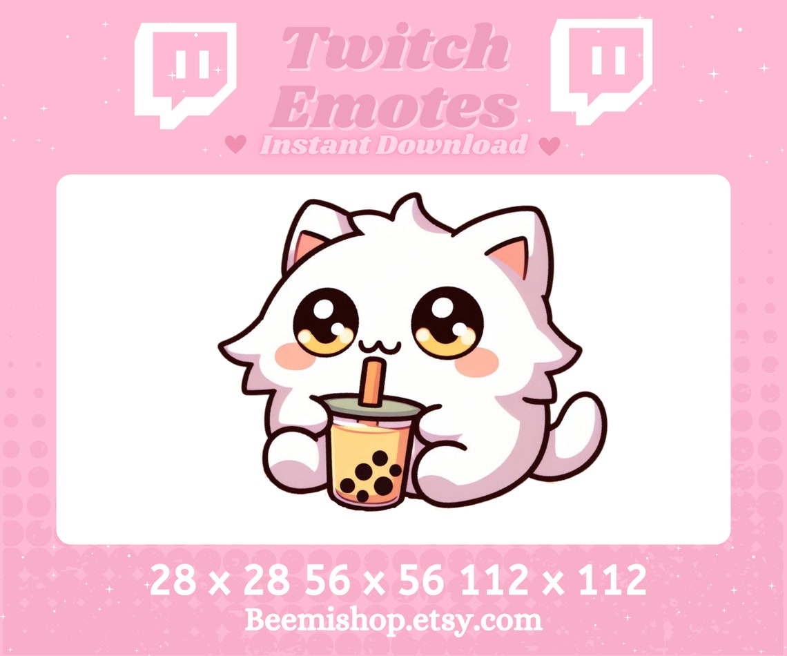 Twitch Emote Discord Emotecute Cat Emote Twitch discord Boba Tea Addict ...