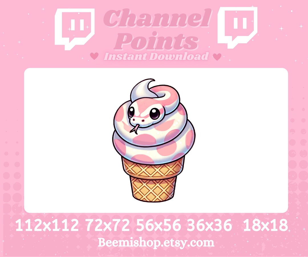 Channel Points Pink White Strawberry Snake Ice Cream Cone Happy Twitch ...