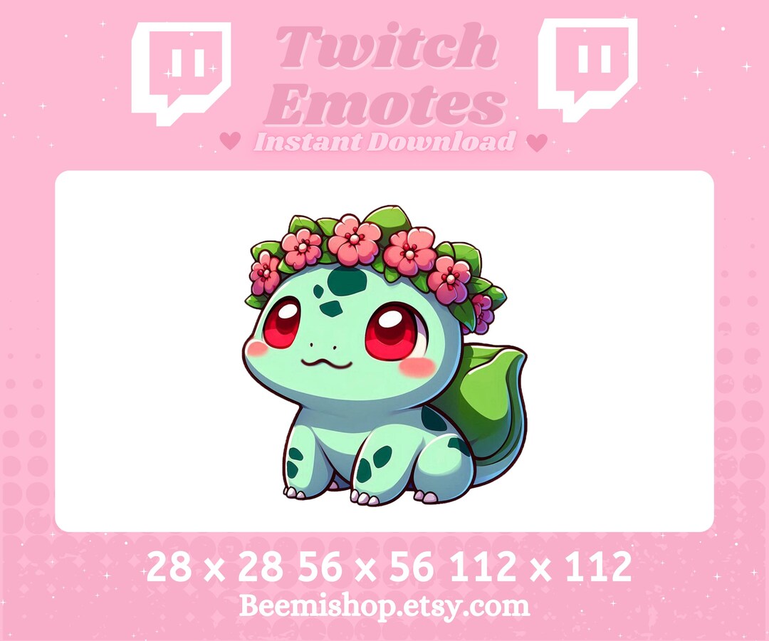 Bulbasaur Wearing A Flower Crown Summer Twitch Discord Emote Cute ...