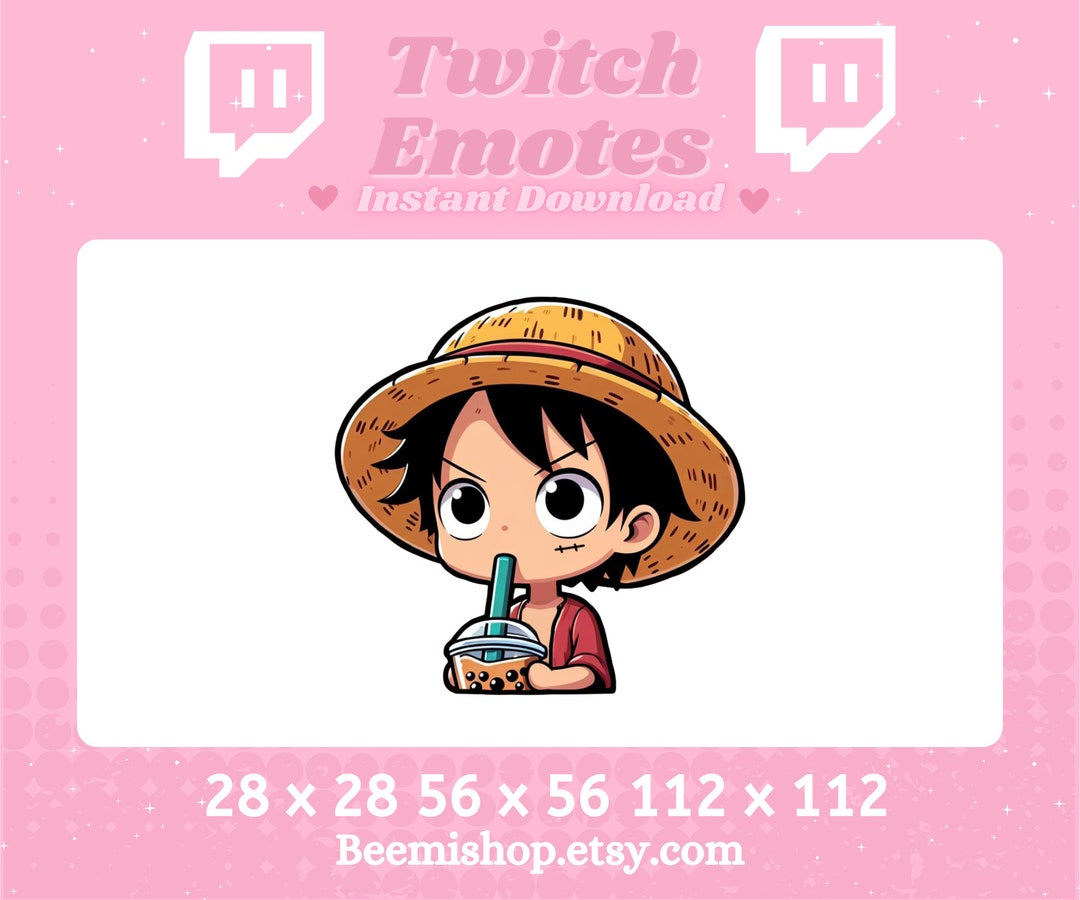 Twitch Discord Emote Chibi Luffy Anime Emotes Pirat Junge Trinkt Boba ...