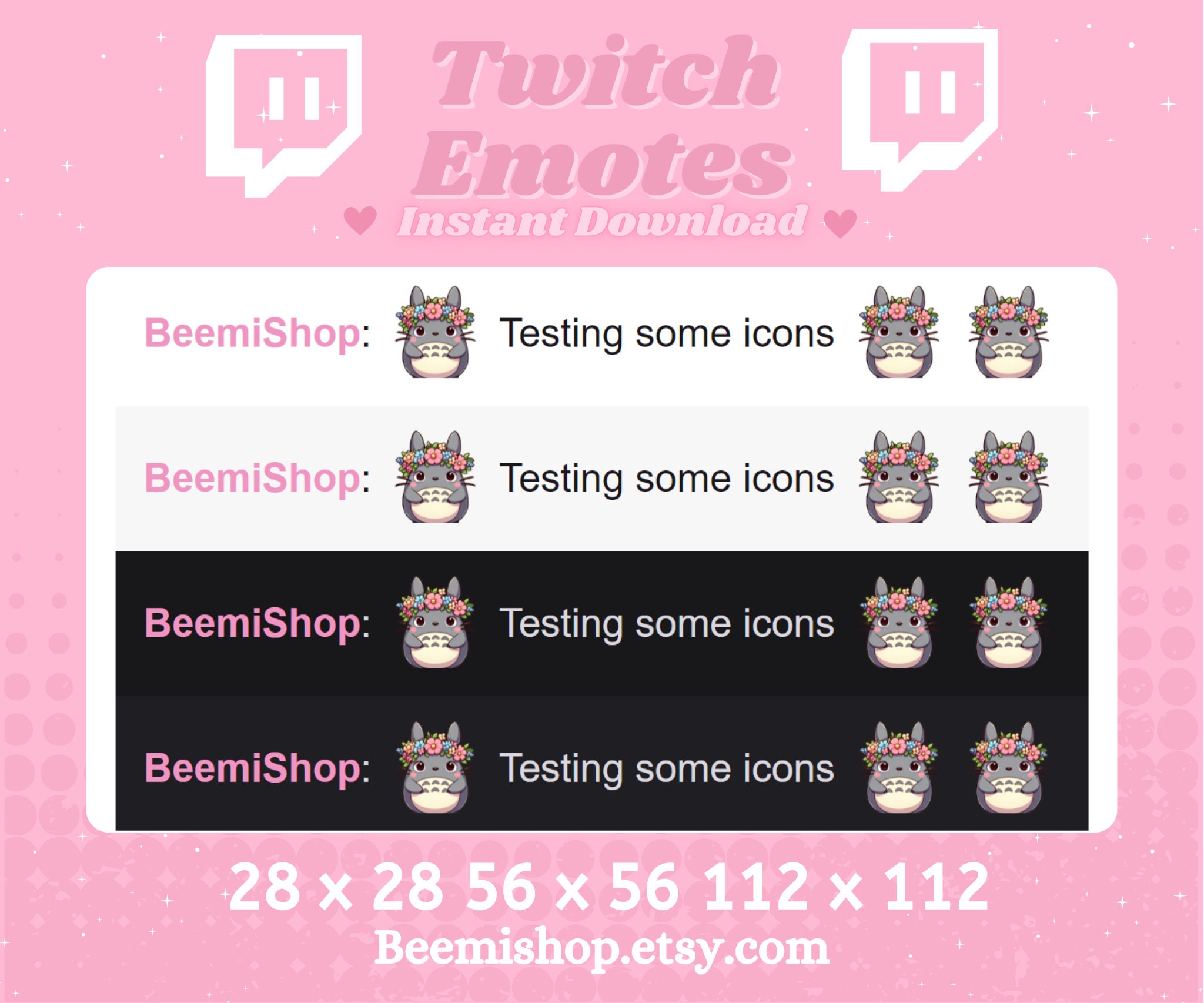 Twitch Emotes Discord Emote Totoro Ghibli Emotes Corona de flores Lindo ...