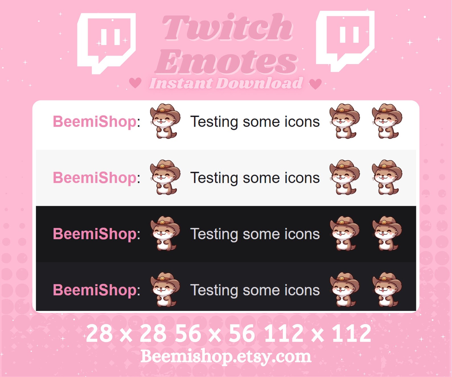 Cute Otter Cowboy Emotes Happy Adorable Youtube Server Kawaii Animal ...
