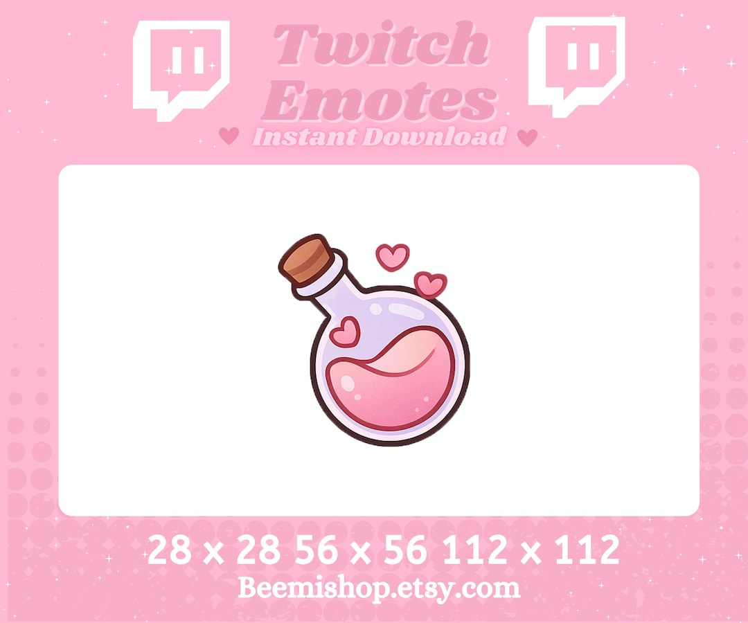 Love Potion Twitch Discord Emote – Pink Magic Flask Emoji PNG for ...