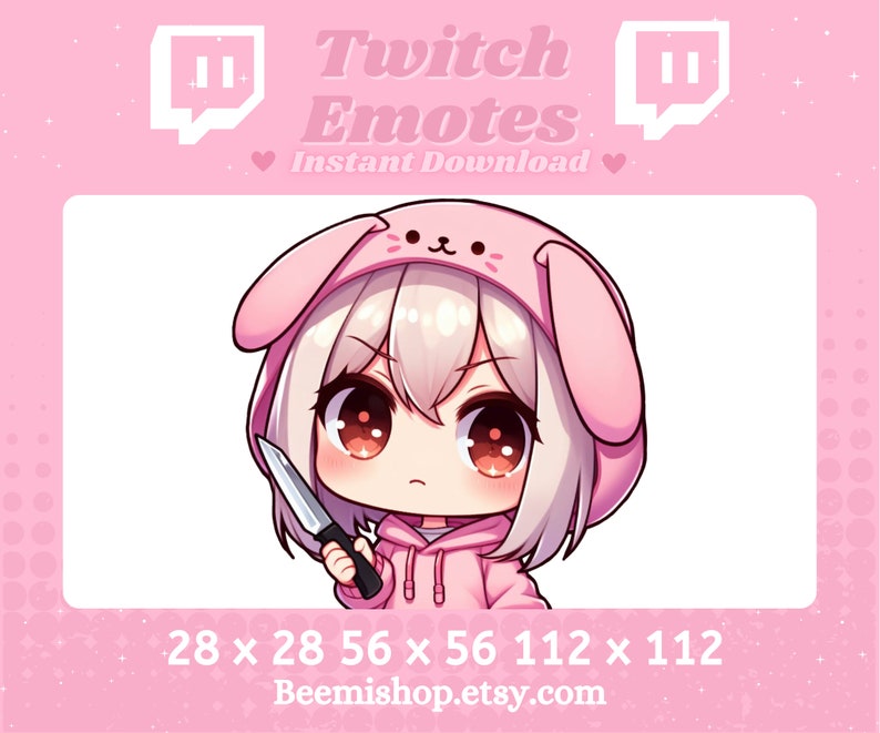 Twitch Discord Emote Cute Chibi Girl Holding A Knife Kawaii Scary ...