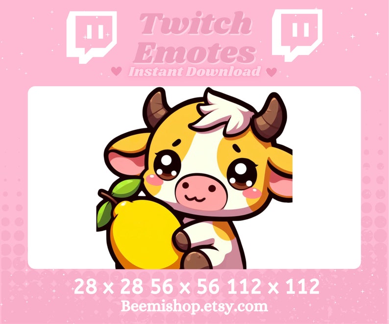 Twitch Discord Emote Cute Lemon Cow Emotes Yellow Fruit Kawaii Adorable ...