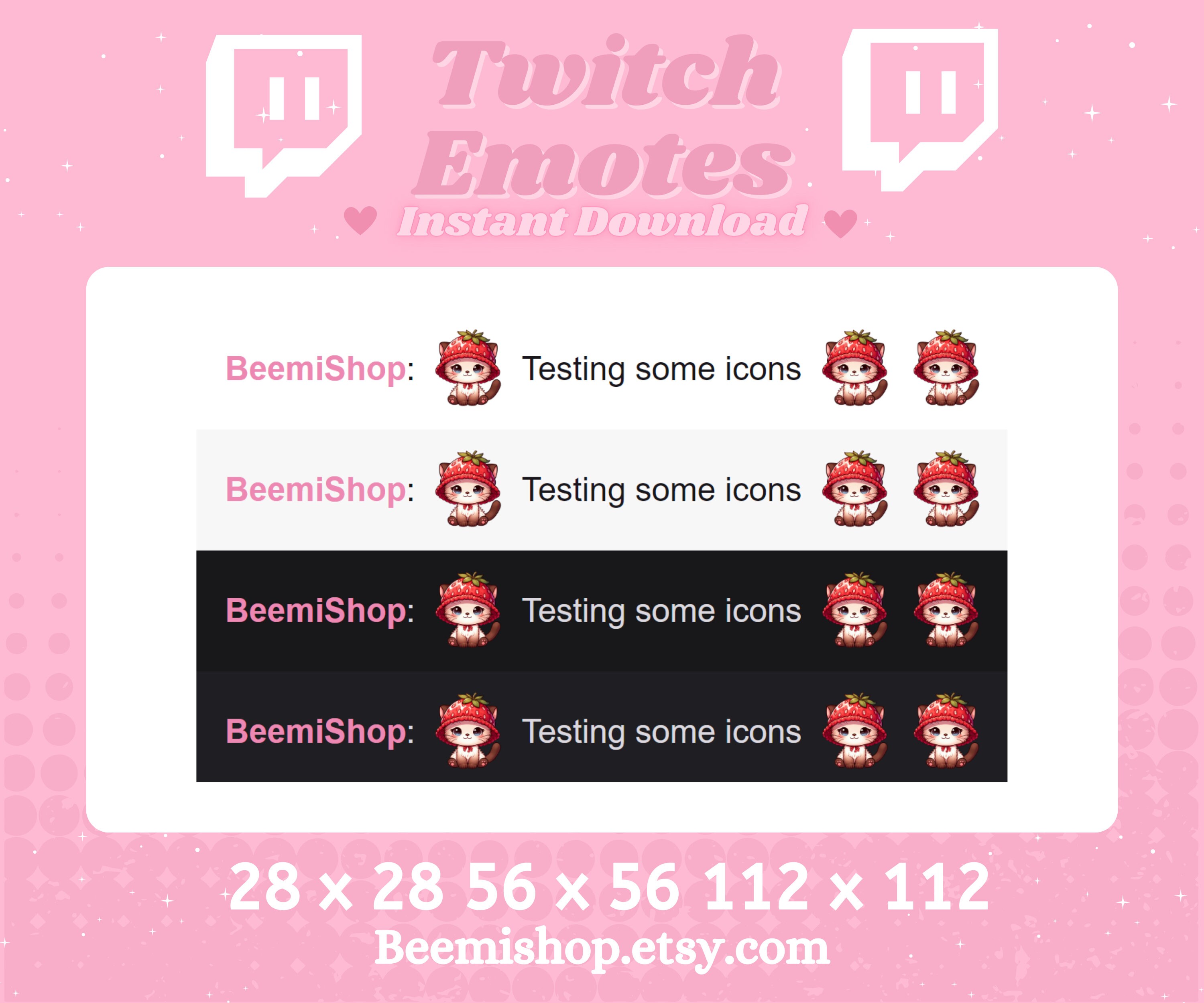 Siamese Cat Strawberry Hat Happy Funny Twitch Discord Emote Cute Kawaii ...