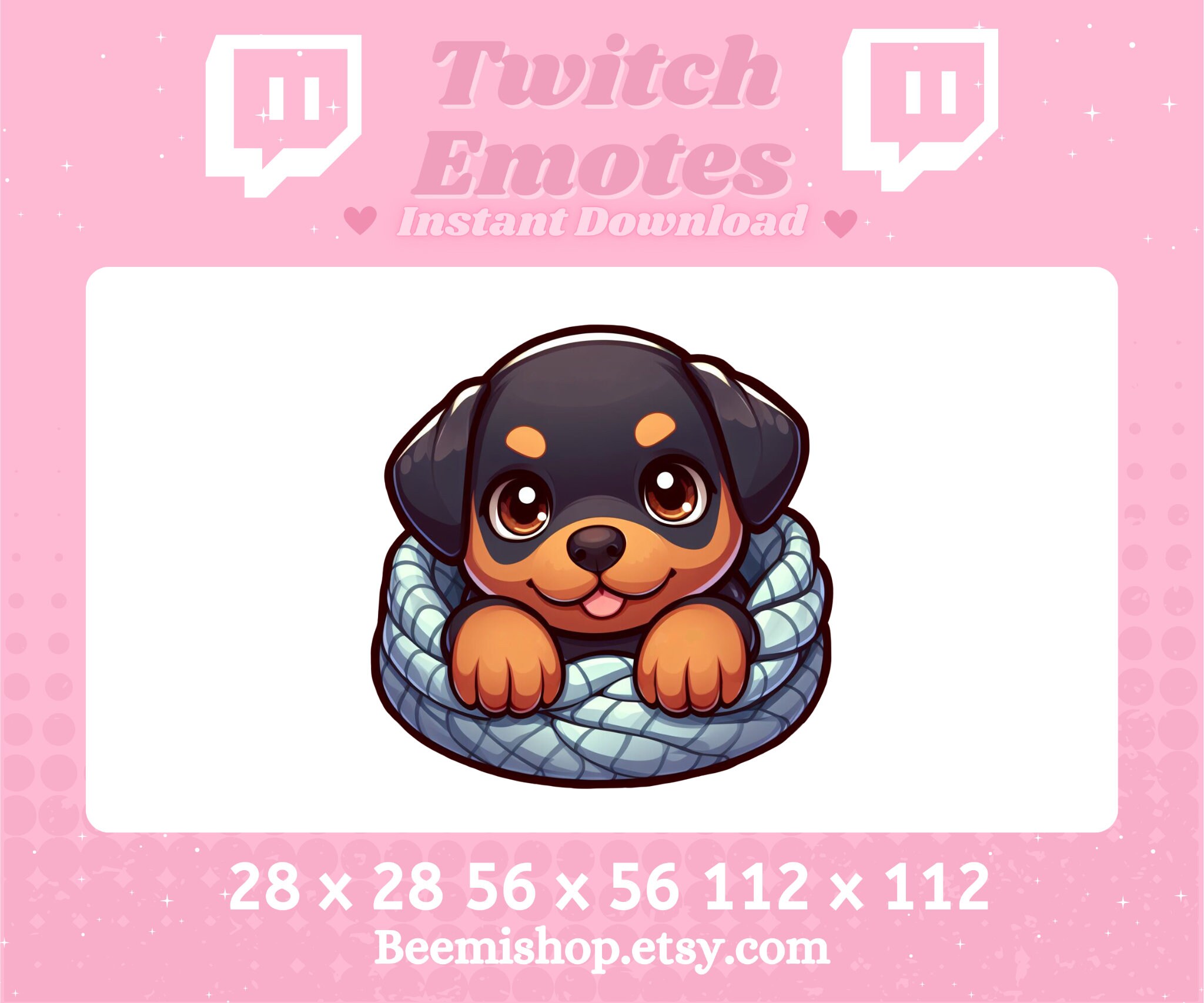 Twitch Discord Emote Cute Chibi Rottweiler Dog Emotes Puppy Cozy ...