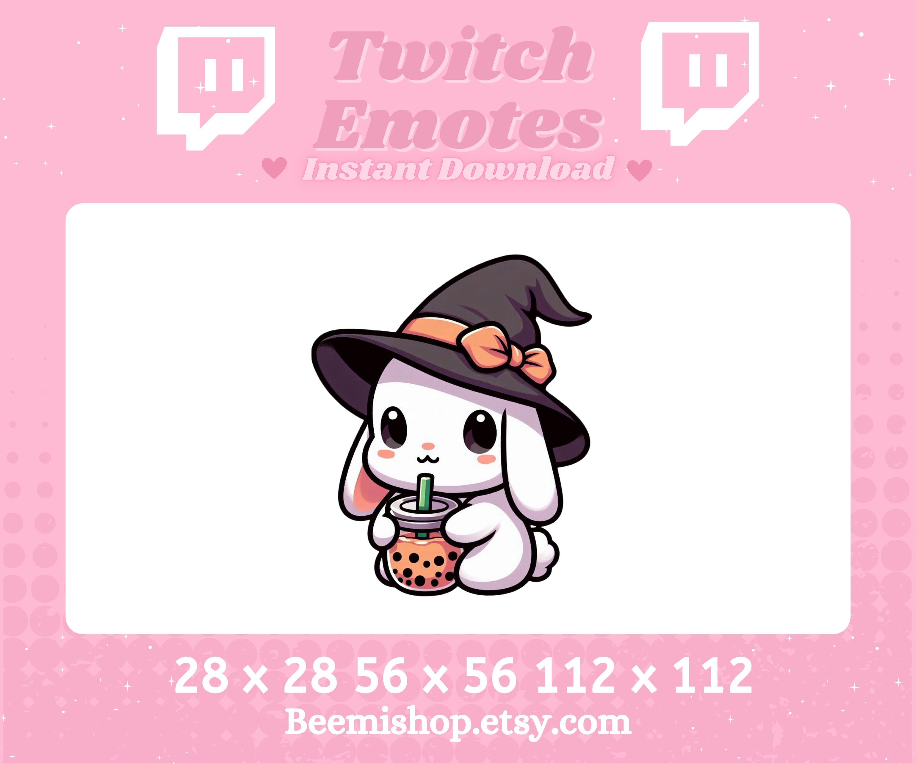White Witch Bunny Drinking Boba Tea Happy Spooky Animal Adorable Cute ...
