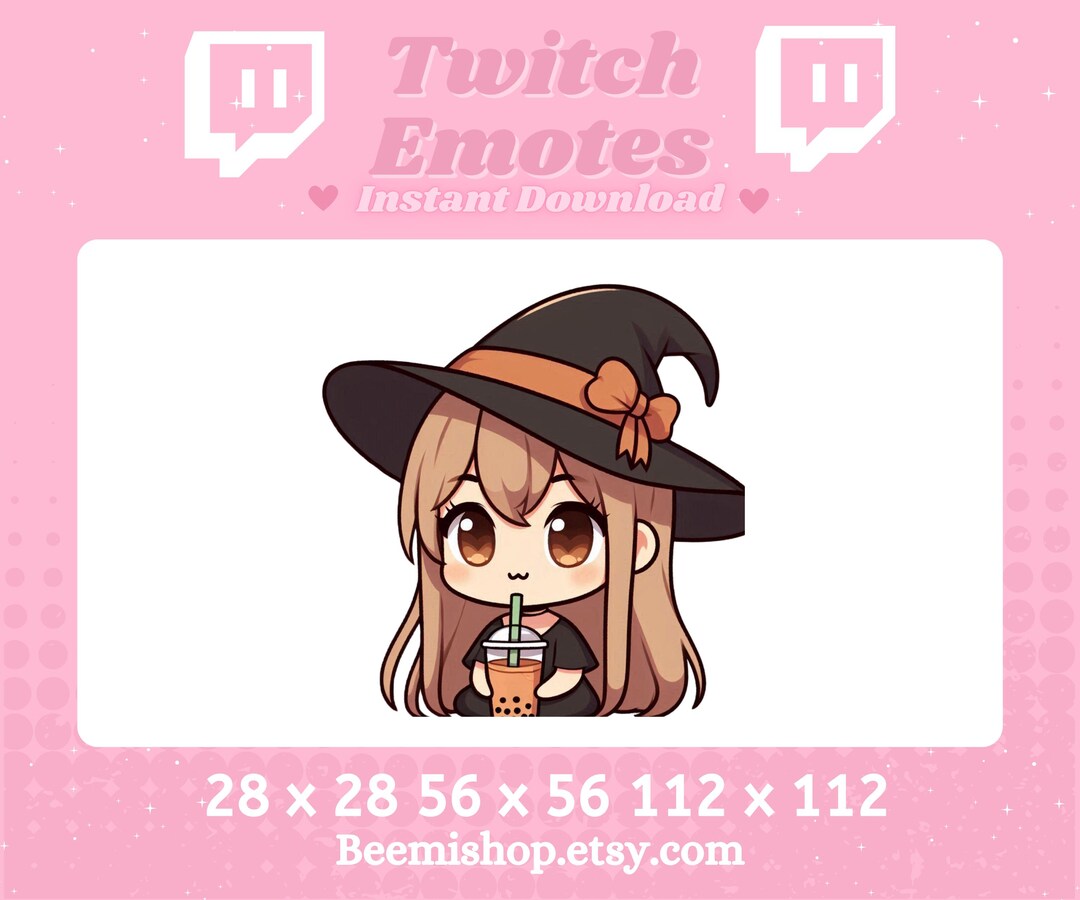 Chibi Girl Witch Drinking Boba Halloween Spooky Tea Kawaii Adorable ...
