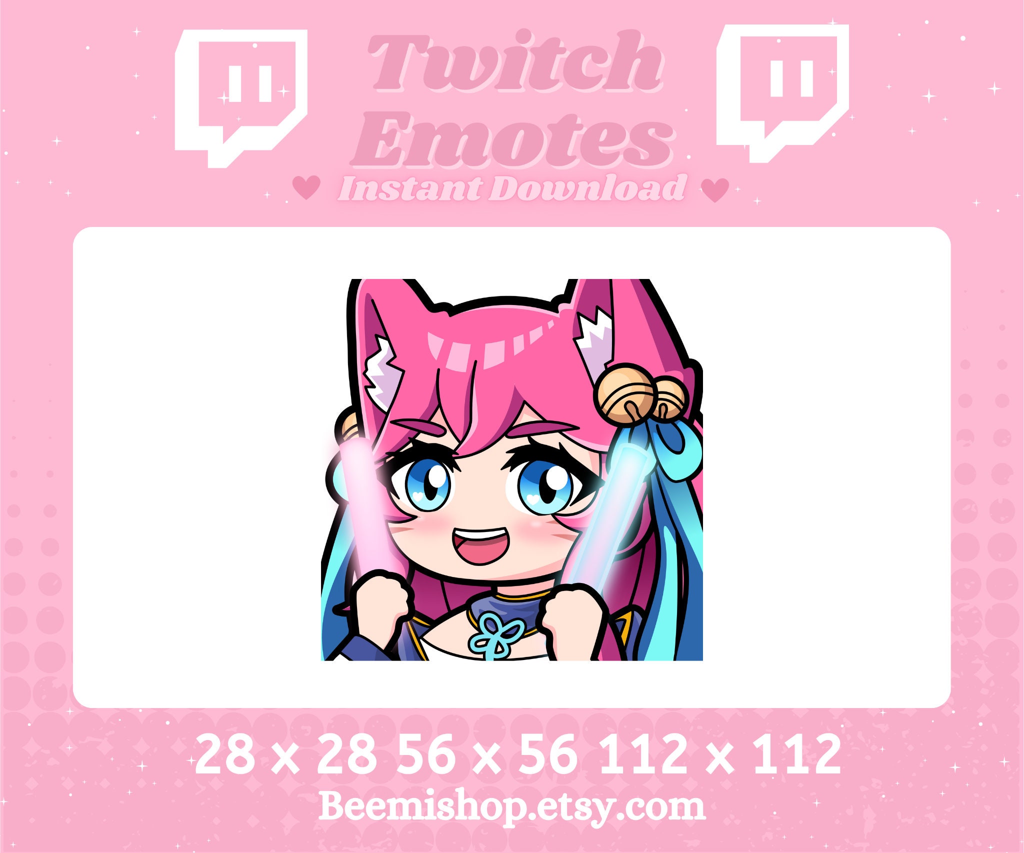 Twitch Discord Emote Lindo Chibi Spirit Blossom Ahri Emotes Light ...