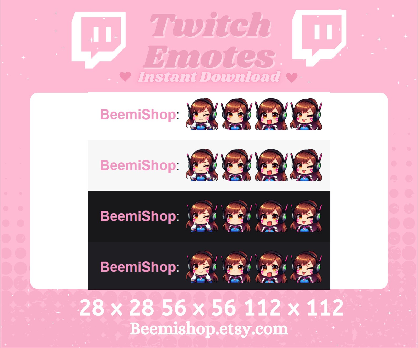 Twitch Discord Emote Cute Chibi Overwatch Dva Emotes Pack Set Funny ...
