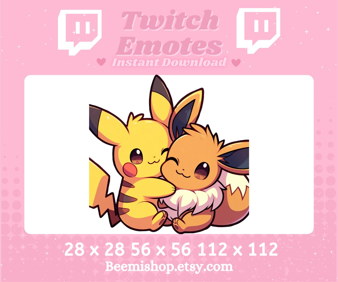 Twitch Discord Emote Pokemon Cute Pikachu Eevee Emotes Hug Hugging ...