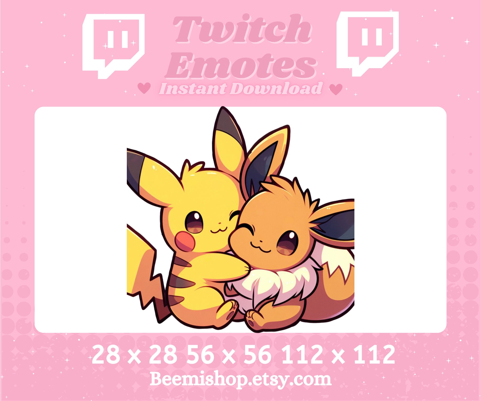 Twitch Discord Emote Pokemon Cute Pikachu Eevee Emotes Hug Hugging ...