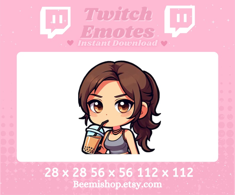 Twitch Discord Emote Cute Chibi Lara Croft Tomb Raider Emotes Drinking ...