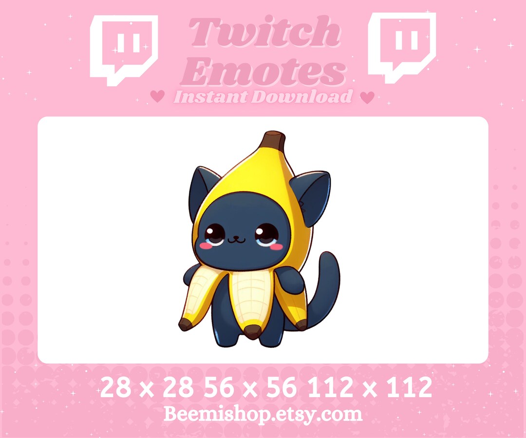 Dark Blue Cat in Banana Costume Funny Meme Happy Twitch Discord Emote ...