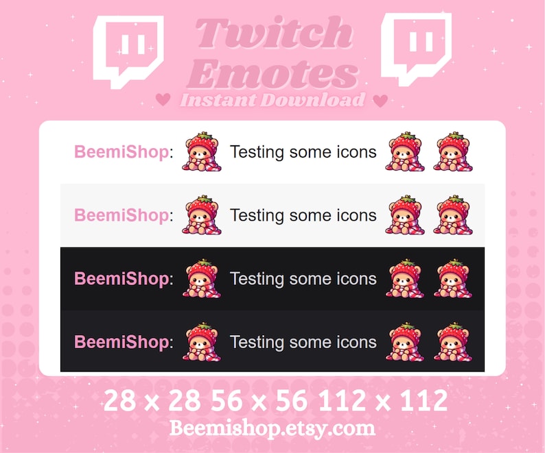 Twitch Emotes Discord Emote Strawberry Teddy Bear Animal Emotes Blanket ...
