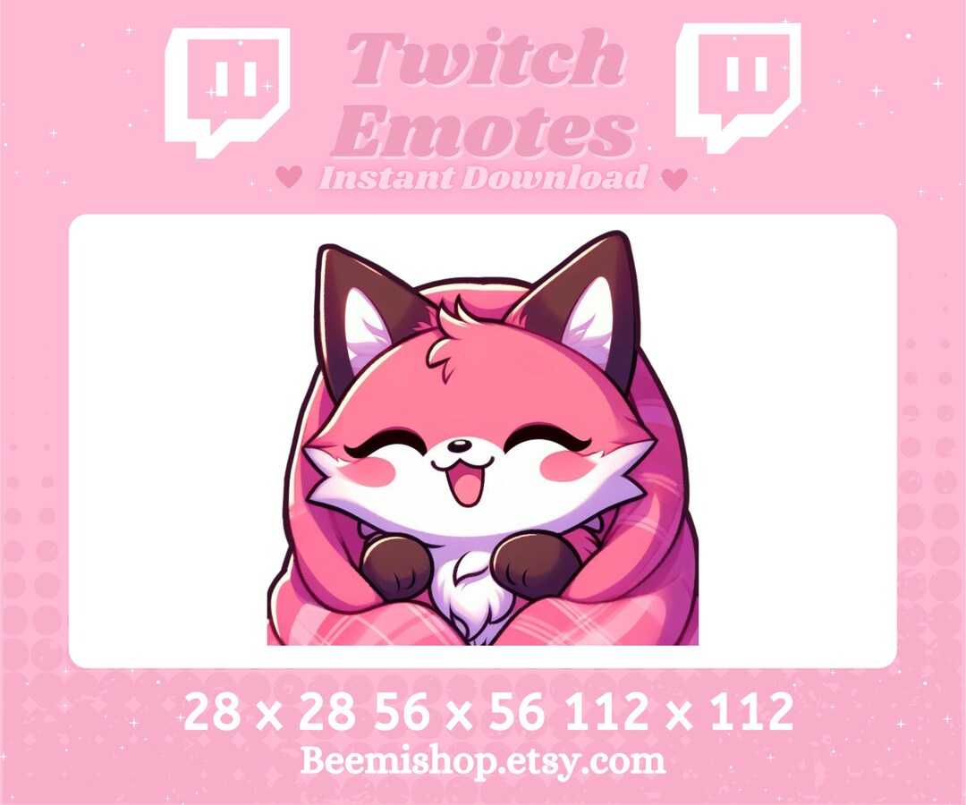 Twitch Discord Emote Pink Fox Emotes Blanket Comfy Cozy Happy Cute ...