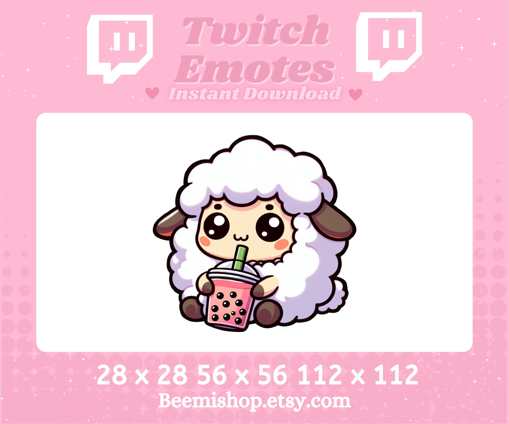 Cute Chibi Sheep Drinking Boba Tea Adorable Youtube Server Stream ...