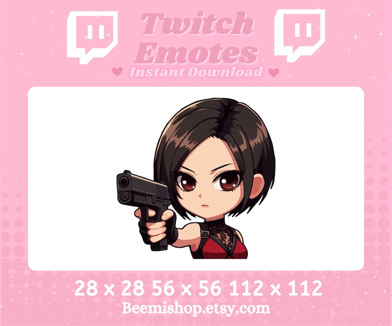 Twitch Discord Emote Cute Chibi Ada Wong Resident Evil Emotes Video ...