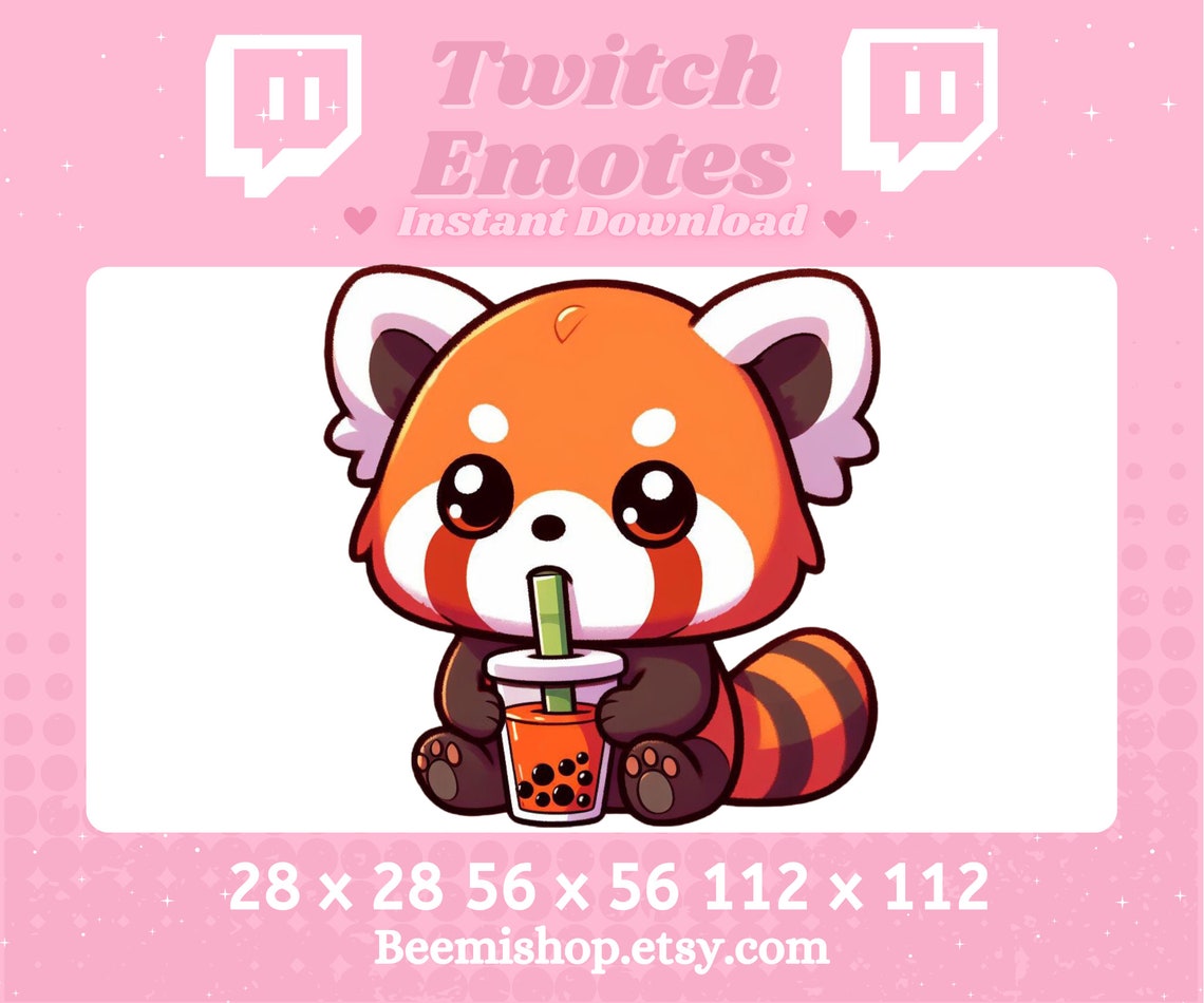 Twitch Discord Emote Cute Red Panda Emotes Drinking Boba Tea Slurp ...