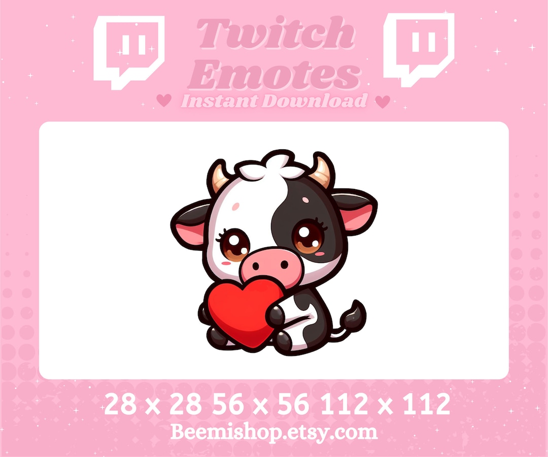 Twitch Discord Emote Cute Chibi Cow Emotes Love Heart Comfy Cozy Kawaii ...