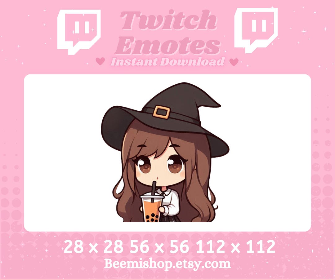 Chibi Girl Witch Drinking Boba Halloween Spooky Tea Kawaii Adorable ...