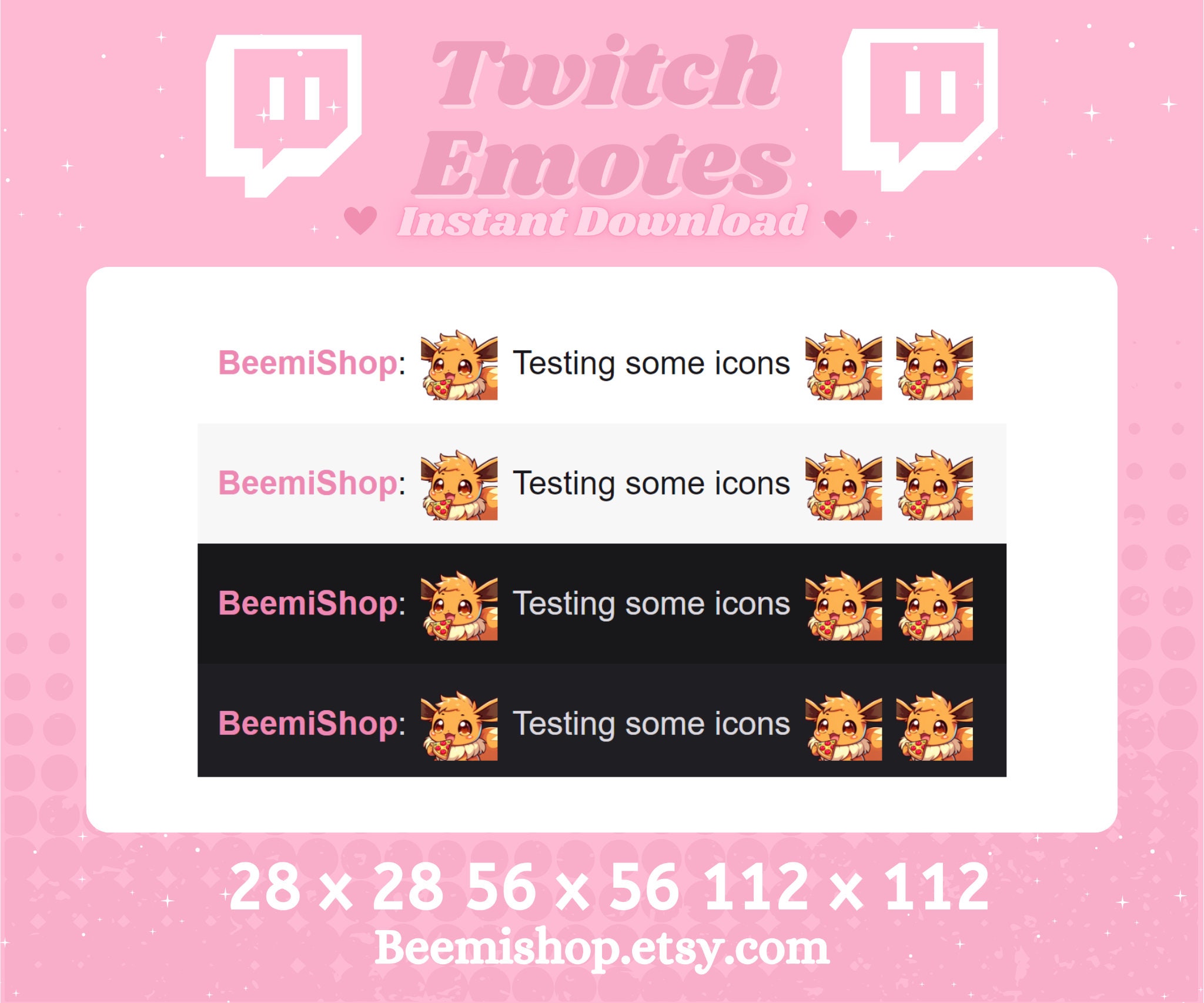 Twitch Discord Emote Cute Pokemon Eevee Eating Pizza Emotes Happy ...
