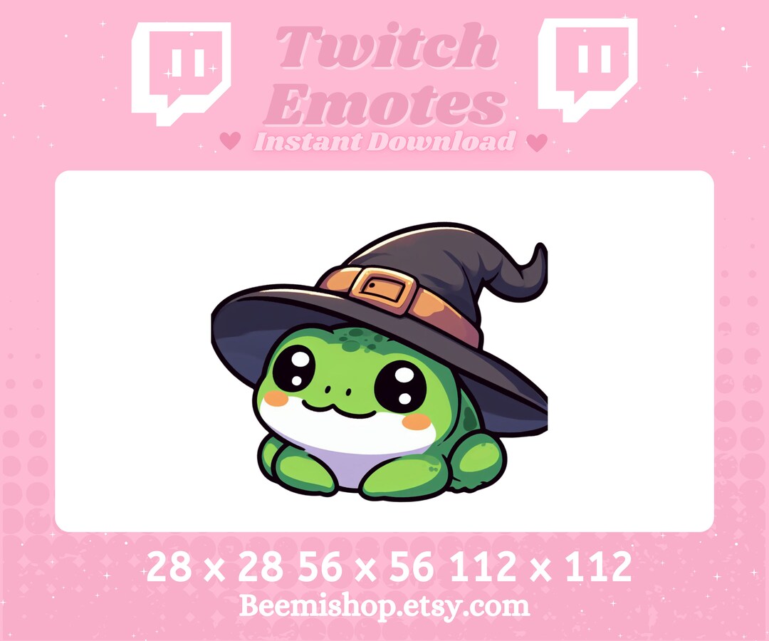 Frog Wearing A Witch Hat Happy Adorable Twitch Discord Emote Stream ...