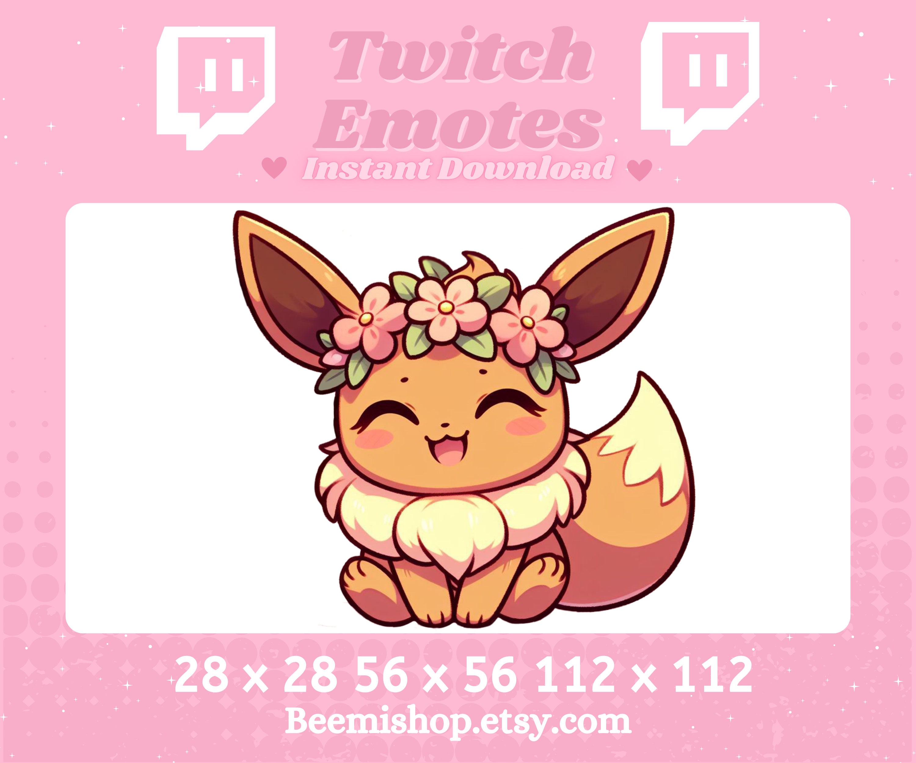 Twitch Emote Discord Emote Eevee Pokemon Happy Laughing Flower Crown ...