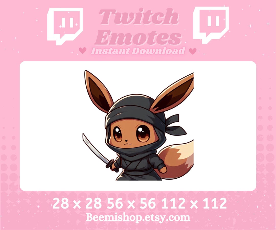 Eevee Ninja Holding A Sword Happy Twitch Discord Emote Cute Kawaii ...