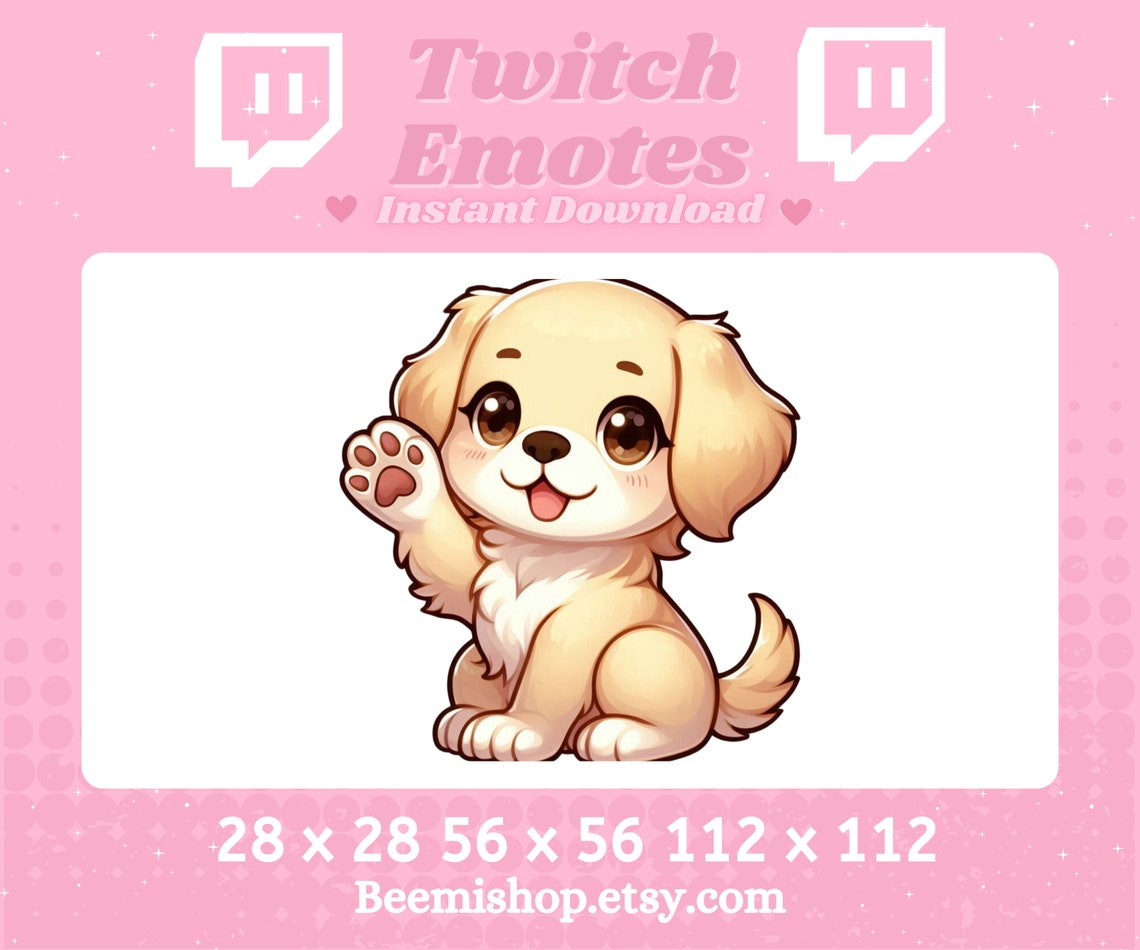Golden Retriever Puppy Dog Wave Hello Cute Twitch Youtube Kawaii ...